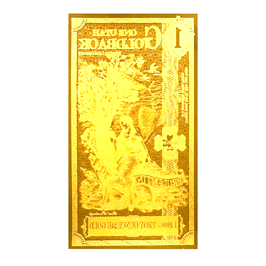 1 UTAH GOLDBACK AURUM 24KT GOLD FOIL NOTE BU 1/1000TH OZ .999 FINE GOL ...