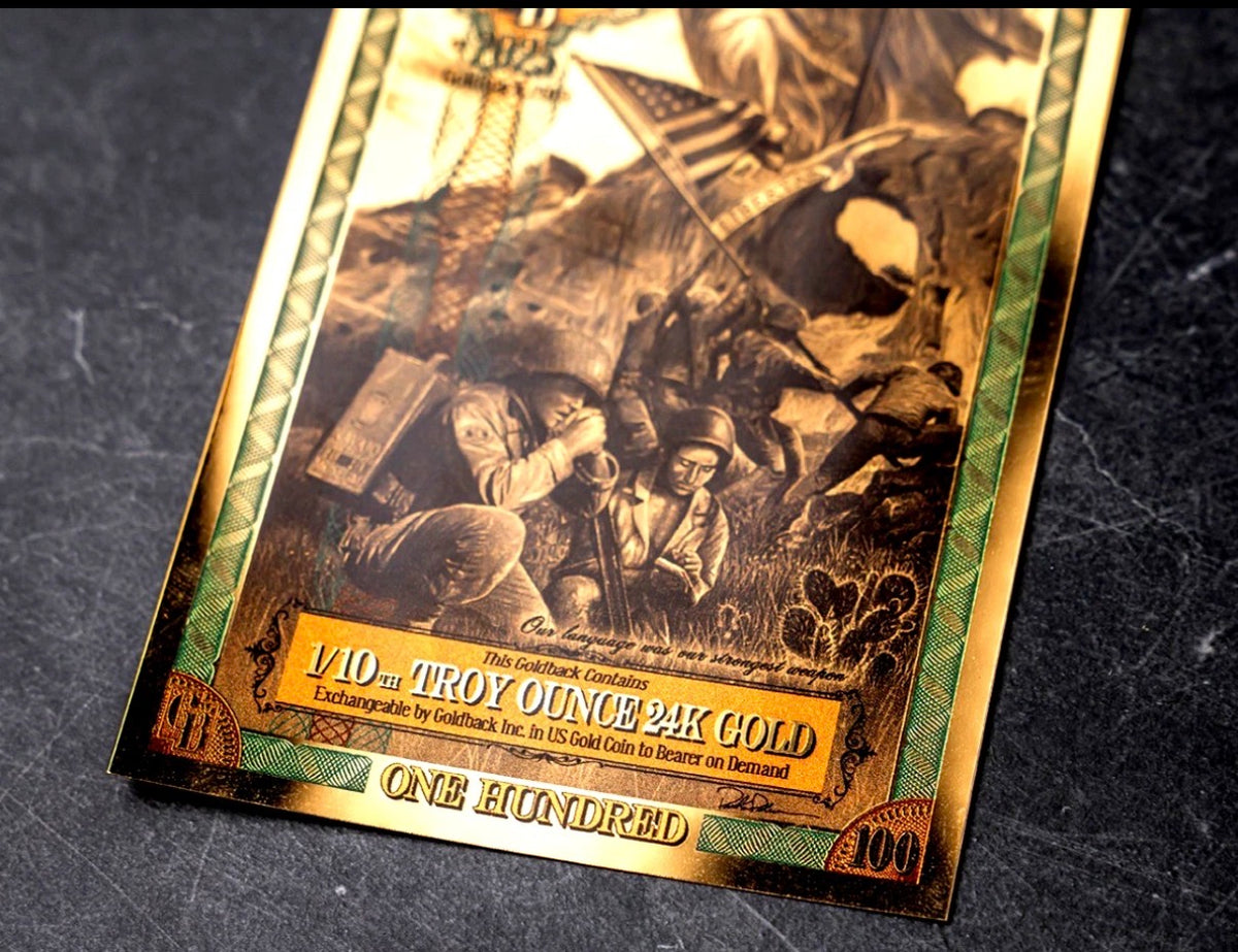 100 ARIZONA ALPHA GOLDBACK AURUM 24K GOLD NOTE 1/10 OZ .999 GOLD BU ...