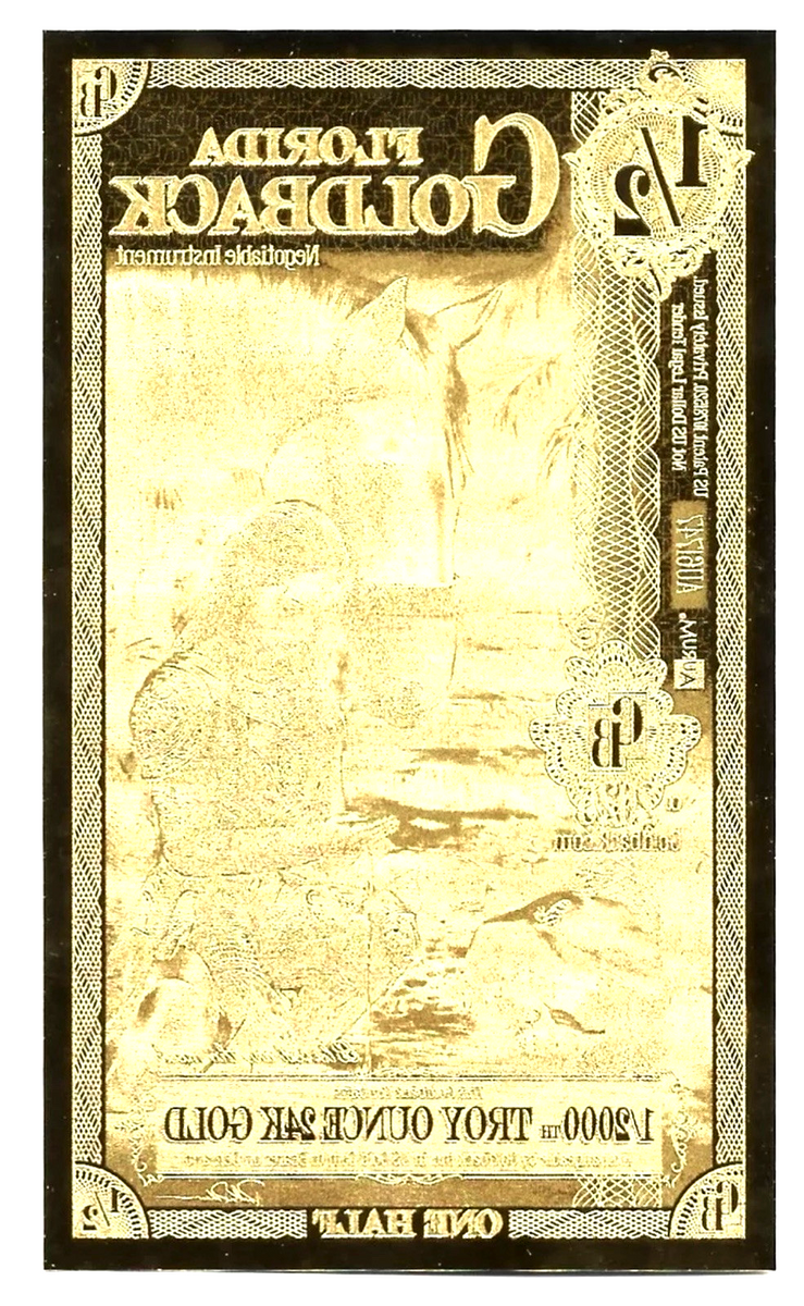 LOT 2 X FLORIDA GOLDBACK AURUM 24K GOLD NOTES SET 1/2 & 1 DENOMINATION ...