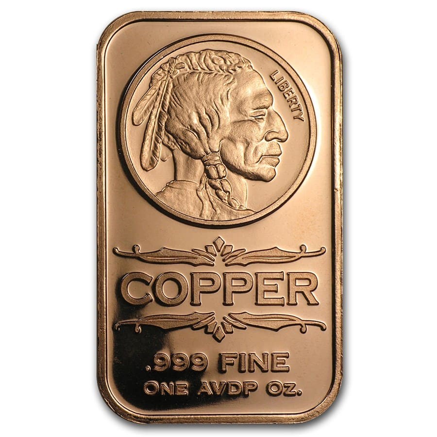 1 OZ .999 FINE COPPER INDIAN HEAD BAR BU – LIQUID BULLION