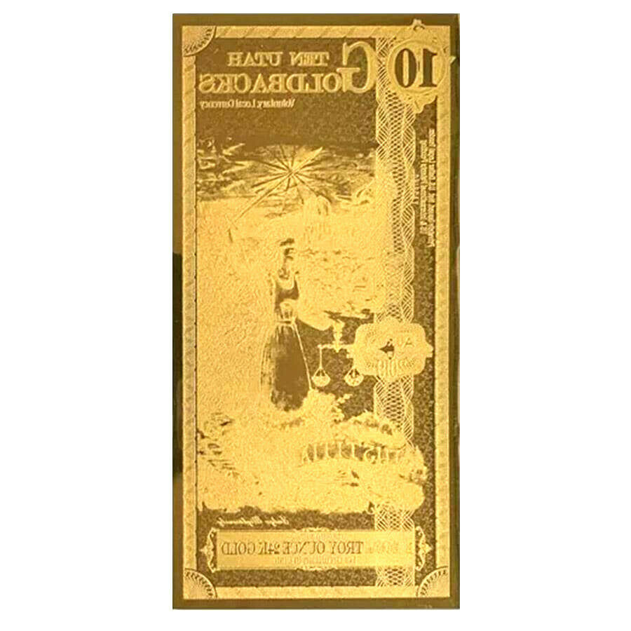 10 UTAH GOLDBACK AURUM 24KT GOLD FOIL NOTE BU + 50 PIECE ALASKAN GOLD ...