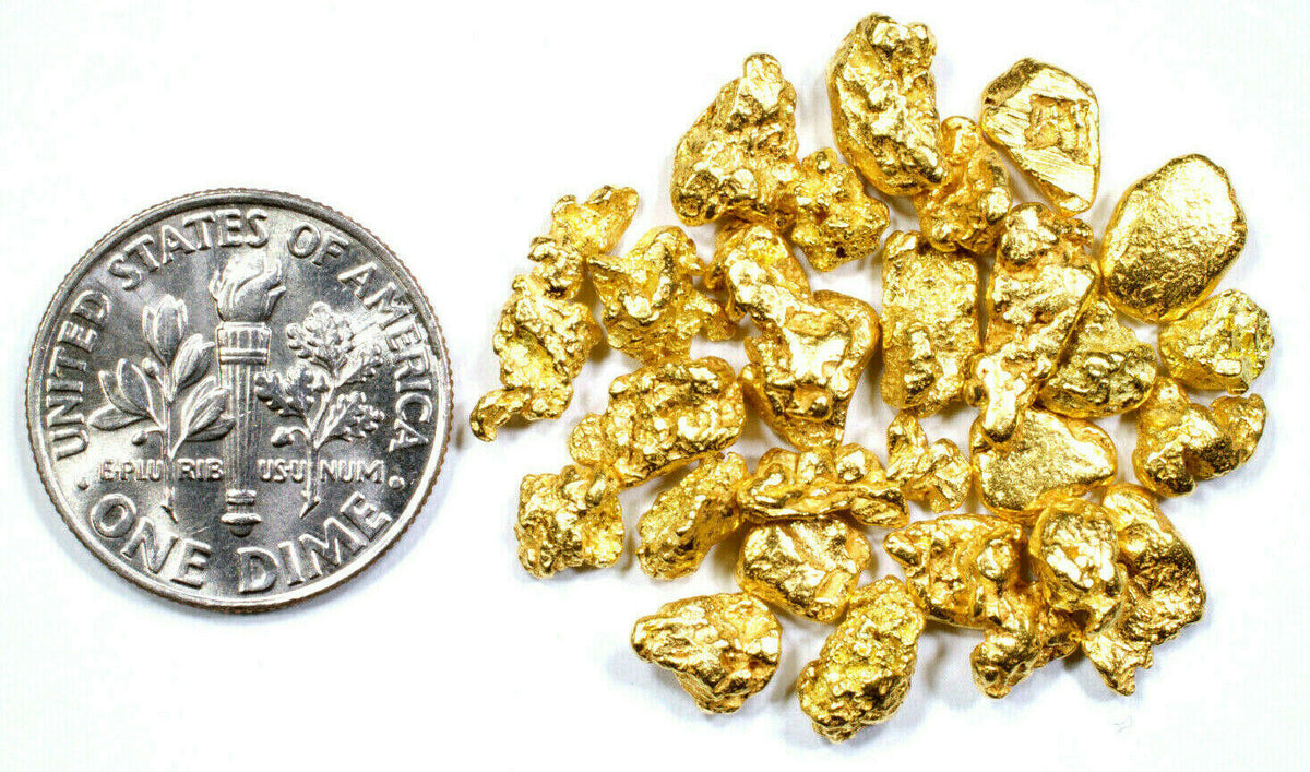 2 TROY OZ ALASKAN YUKON BC NATURAL PURE GOLD NUGGETS #6 MESH – LIQUID ...