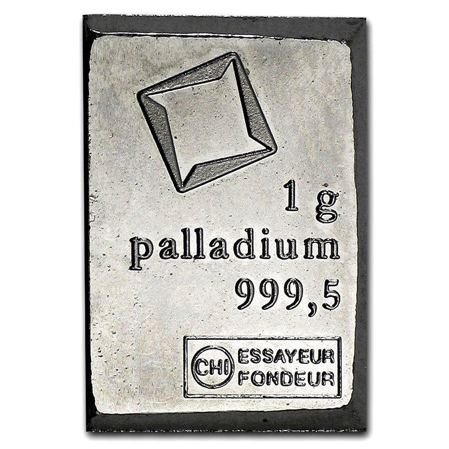 1 GRAM VALCAMBI .9995 FINE PALLADIUM BAR BU + 50 PIECE ALASKAN PURE GO ...