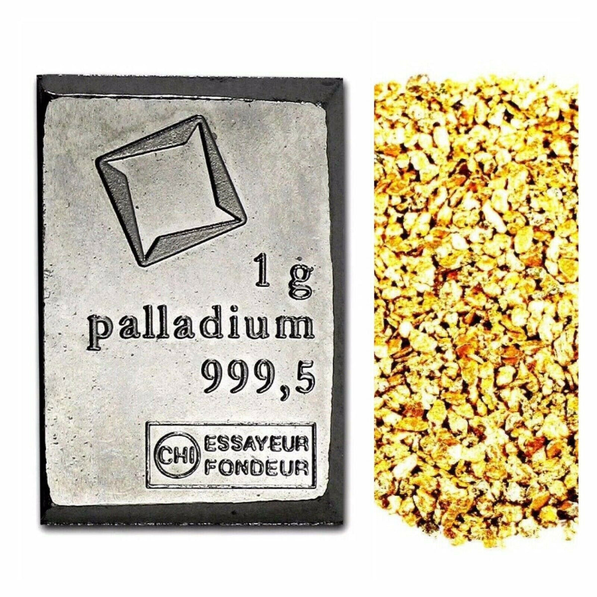 1 GRAM VALCAMBI .9995 FINE PALLADIUM BAR BU + 50 PIECE ALASKAN PURE GO ...
