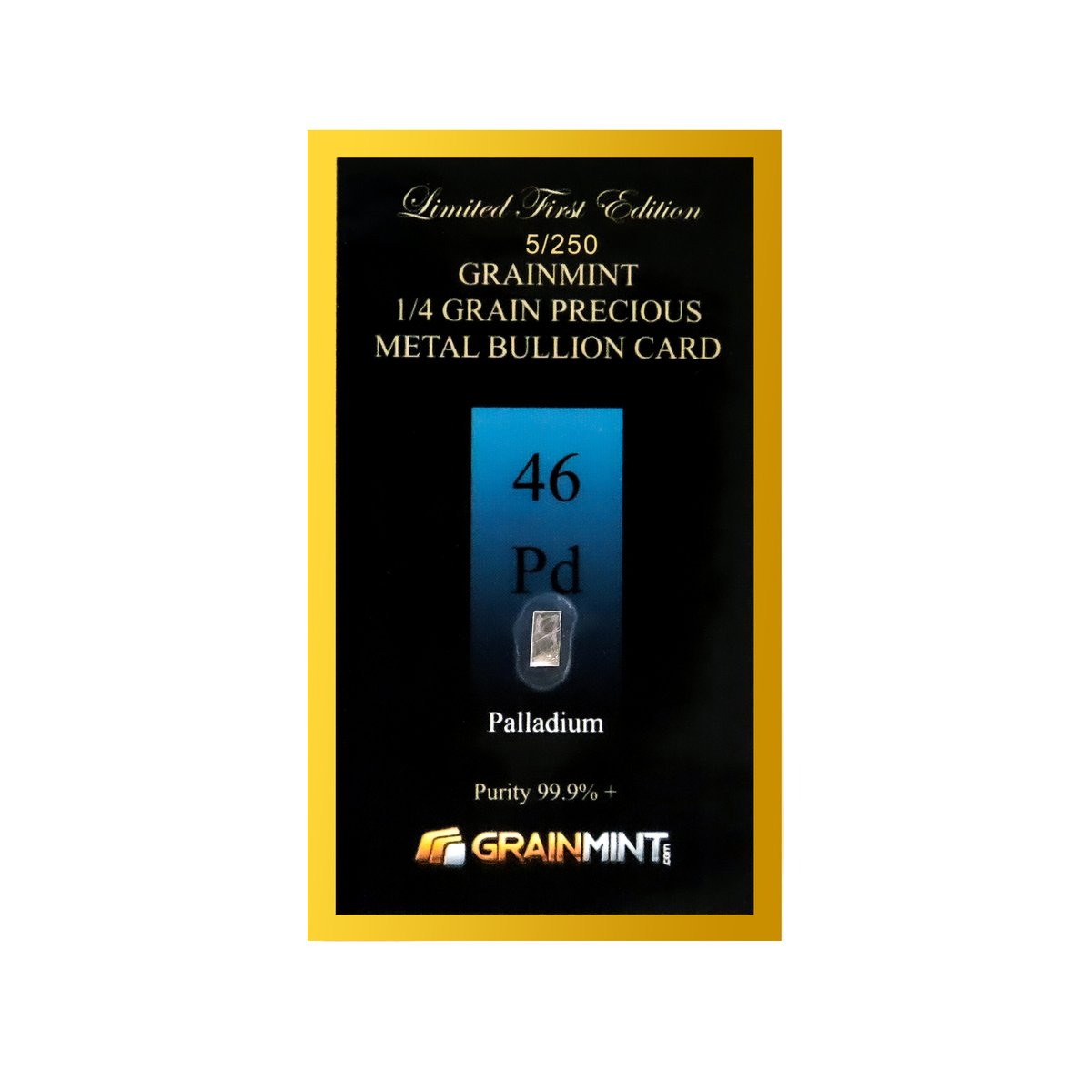 1/4 GRAIN 99.9% PURE PALLADIUM RAW BULLION BAR - IN COA CARD – LIQUID ...